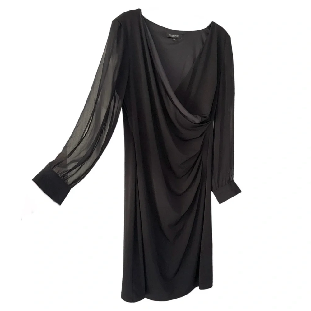 Glamour | Dresses | 44 Glamour Sheer Open Long Sleeve Vneck Drapes ...